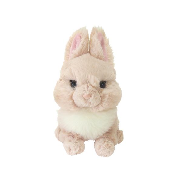 約H17×W12×D16cmふわふわな生地で手触りがたのしめる子うさぎぬいぐるみシリーズ、Lapinou（ラピヌ）手のひらにちょこんと乗る大きさです。