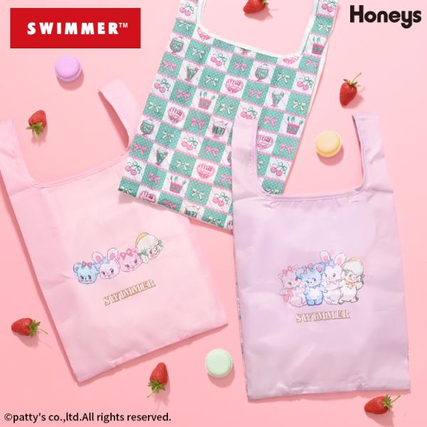 商品カテゴリ：6191219504 バッグ 鞄 お弁当バッグ エコバッグ エコバック SWIMMER 総柄 プリント ガーリー オールシーズン カテゴリ501009 bag バック かばん トートバッグ ショッピングバッグ 折り畳み レジ袋...