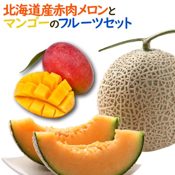 【商品】北海道産赤肉メロンと沖縄県産のマンゴー 夏のトロピカルフルーツセット【容量】・赤肉メロン 北海道産 1玉 約1.3kg    ・マンゴー 沖縄県産 2~3玉 計約500g【発送時期】・本商品は7月中旬より順次発送いたします。農作物の...
