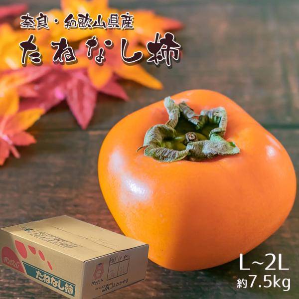 ■商品奈良県産・和歌山県産「たねなし柿」■容量・約7.5kg (32~36玉入)L〜2Lサイズ※記載の内容量（kg）は産地規格に基づいた目安です。箱サイズにより設定されており、果実の大きさや水分量など自然の個体差により、実際の重量には多少の...