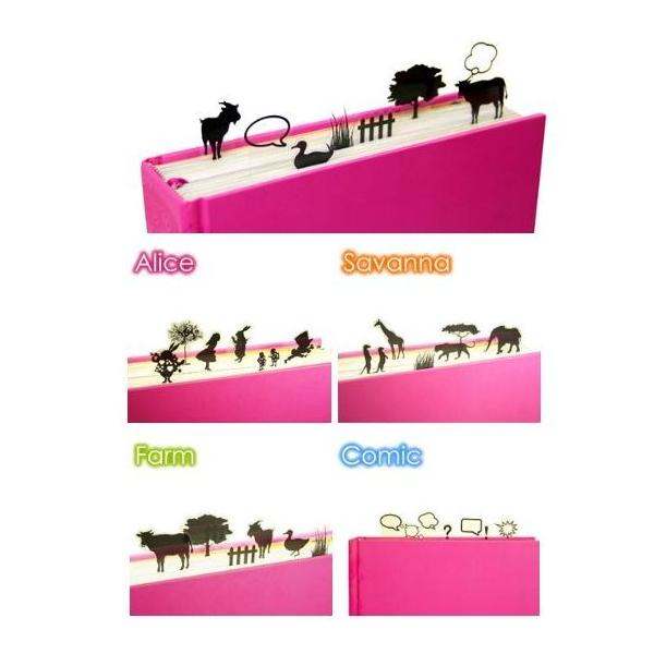 本の上で広がる物語stipee（スティッピー）シルエット貼って剥がして繰り返し使える付箋タイプの透明ブックマーク。ブックマークとしてだけでなく、飾りとして貼れば堅い参考書や辞書も楽しいオブジェに早変わり♪レイアウト次第で、思い思いのストーリ...