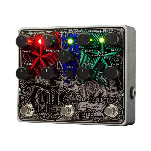 ●これがエレハモのマルチ・エフェクトこれぞエレハモのマルチ・エフェクター。アナログ・ディレイはMemory Toy、アナログ・コーラスはNeo Clone、ディストーションはMetal Muff、エレハモの人気機種が合体してマルチ・エフェク...