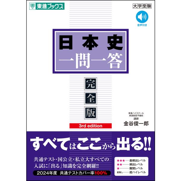 出版社名：ナガセ著者名：金谷俊一郎シリーズ名：東進ブックス　大学入試一問一答シリーズ発行年月：2024年09月版：３ｒｄ　ｅｄｉｔｉｏｎキーワード：ニホンシ イチモン イットウ カンゼンバン、カナヤ,シュンイチロウ