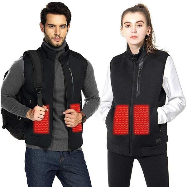 電熱ベスト ホットベスト ベスト USBバッテリー給電 3段温度調整 洗濯可能 ヒーター内蔵 遠赤外線加熱 防寒 冷え性対策 バッテリが別売り ブラック メンズ レディース