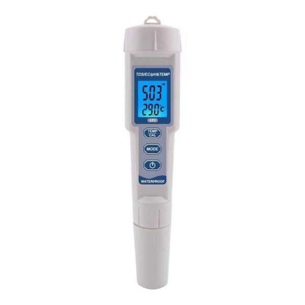 【4-in-1水質測定器】TDS、PH、ECメーターと温度の測定が一体化になります。TDS測定範囲：0-1999ppm、0-19.99ppt ; EC測定範囲：0-1999uS/cm、0-19.99mS/cm ; PH測定範囲：0.01-1...