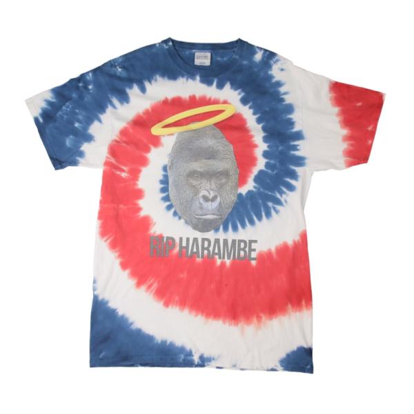 古着 RIP HARAMBE 　ハランベ　ゴリラ　タイダイ Tシャツ　リペア 【メール便可】メンズ半袖Tシャツ
