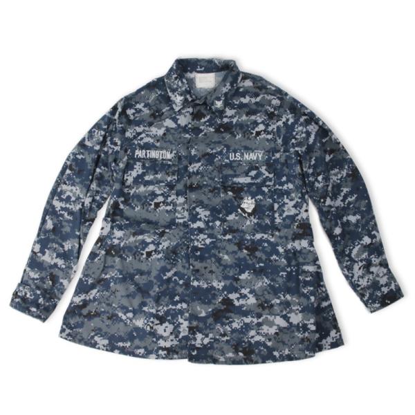 古着 米軍　USN NWU ブルーカモ　マタニティ シャツ ジャケット　SR 実物ミリタリーシャツ　アメリカ軍　迷彩