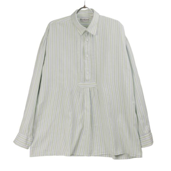 ユーロ 古着 Isar Trachten プルオーバーシャツ　ストライプ　チロリアン 【メール便可】メンズ　長袖シャツ