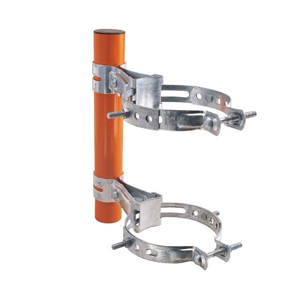 【置き配非対応】オレンジパイプ部にミラーの金具（76.3φ）を取付けてセットします。材質鉄オレンジパイプのサイズ 76.3φ×長さ500mmパイプ金具サイズ170φ〜260φ 付属品パイプ上下キャップ付き