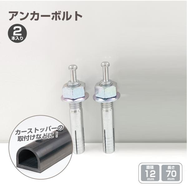 ●ターミナルラバー（穴あき）に適したアンカーボルトです。※100×100mm/130×150mm●穴あき金具付タイプの穴の数だけお買い求めください。■商品情報サイズ：12φ×70 ｍｍ埋め込み深さ45ｍｍ材質：鉄　入り数：2本入り
