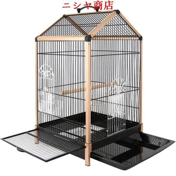 格子屋根を通して、あなたの鳥はあなたの家にはっきりと見えるようになり、さらに明るくなります.カラー：ブラック+ゴールド全部で 3 つのドアと 2 つのサイド ドアが含まれており、餌と水の交換用のプラスチック フィーダーに対応します。鳥小屋の...