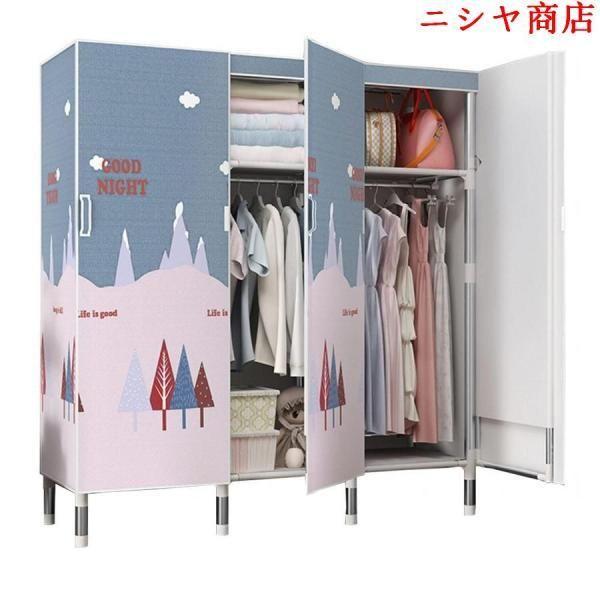 【素材】：ポータブルキャンバスワードローブはスチールパイプ、布、耐久性のあるプラスチックコネクタで作られており、折りたたみ式ワードローブの頑丈さと耐久性が保証されています。【省スペースデザイン】：寝室用のキャンバスワードローブは、衣類、パン...