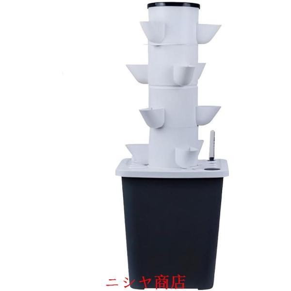 【水耕栽培タワー】従来の植栽方法より約90％の水を節約できます。また、これは無土栽培であり、必要なのは水と植物の養液だけであり、汚染のない緑の植栽を実現できます。【高品質素材】食品グレードのPVC-Uで作られたこの水耕栽培システムは、土壌栽...