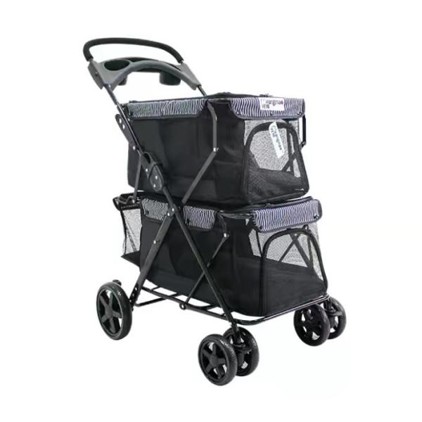 通気性と快適性：左右両側にナイロンメッシュがあり、犬に広い視野を提供し、良好な空気循環を確保します。一番上のウィンドウは、犬が頭を突き出せるようにして、あなたとあなたの犬の間のコミュニケーションを促進します。ジッパーのドアは犬がベビーカーに...