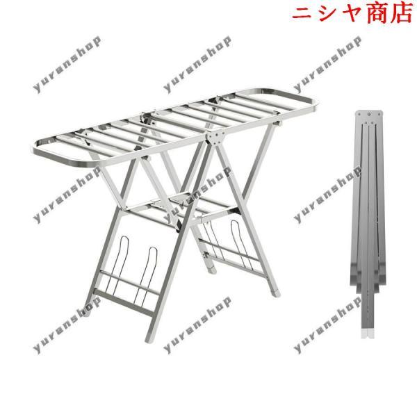 【製品仕様】サイズ：幅160×奥行50×高さ103~134cm。収納時サイズ（約）：幅107×奥行50×高さ11cm。商品重量(約)：3.5kg。耐荷重：約100kg。【組立不要?折り畳み式】組立いらず、パッと開いて、すぐ使える便利な物干し...