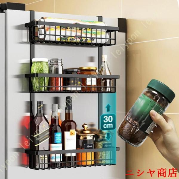 サイズ63*39.2*9cm 画像にサイズの説明もある。2つの取り付け方法マグネット：超強力マグネットラックで安定性良いです。収納ラックは、背面に超強力マグネットで、新たに何かを設置する必要がなくて、冷蔵庫などの磁気があるものさえあれば大丈...