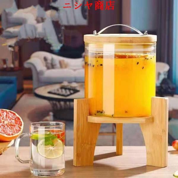 【蛇口デザイン】ステンレススチール製の蛇口デザイン、便利で素早く使用できます。飲料ディスペンサーは、水、カクテル、ソフトドリンク、ジュース、サイダーなど、さまざまな飲み物を入れるのに十分なスペースを提供します【高ホウケイ酸ガラス】清潔で透明...