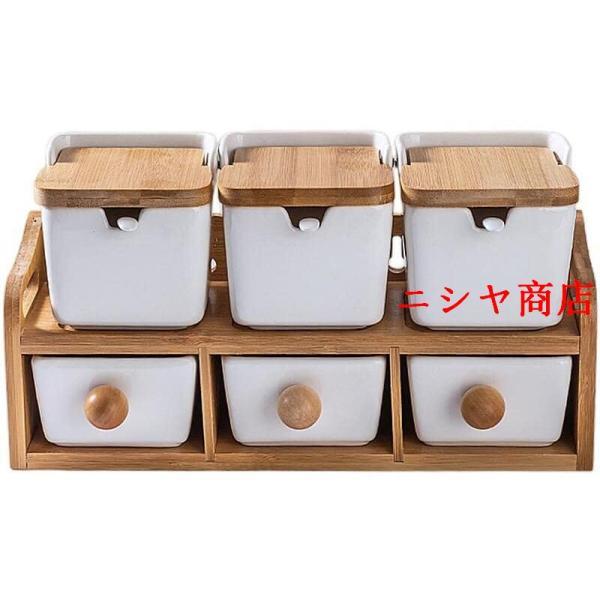 1.素材：セラミック、竹2.缶本体の専用スプーン口はスプーンの収納に便利。3.大容量で230グラムの食用塩を入れて、家族の毎日のニーズを満たすことができます。4.天然木のベースは環境保護をサポートし、溝のデザインは調味料ジャーをより安定させ...