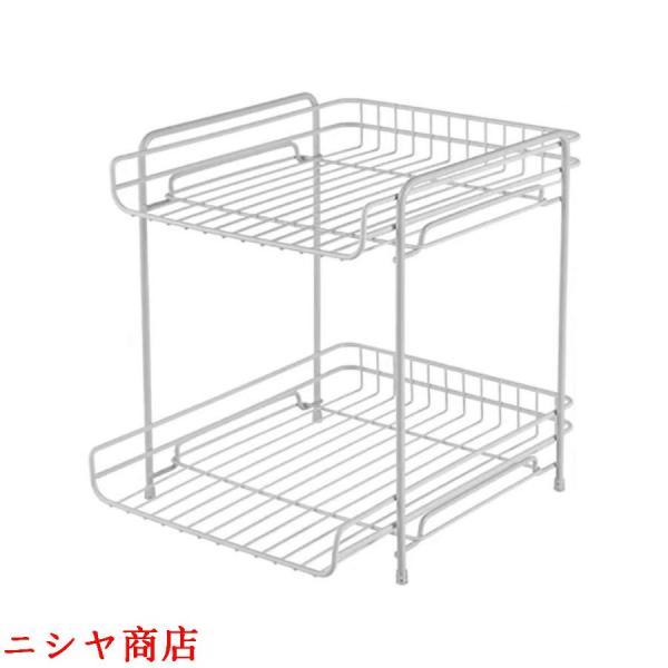 【組立簡単】工具不要、各パーツをはめ込むだけで簡単に組み立てることができます。シンプルですが、実用性高い！【スペース活用】二段式デザインを採用、低い高いものをきちんと並んで、空間を効率よく利用できます。かまど、シンク下、シンク上、洗面台、ト...