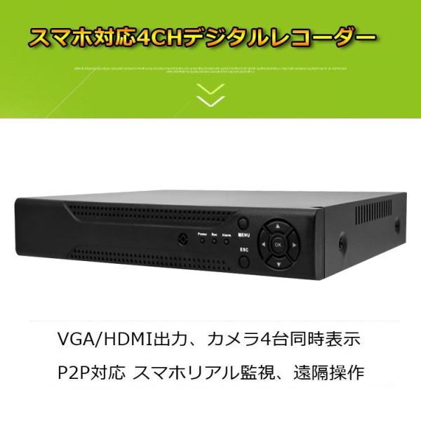 ★最大4台の防犯カメラ映像を録画できます。★P2P対応。どこからでもスマートフォン等でリアルタイム監視や遠隔操作ができます。※1★デジタル録画方式。ビデオテープのような経年劣化がありません。★記録映像はハードディスク(最大3TB)に保存。U...