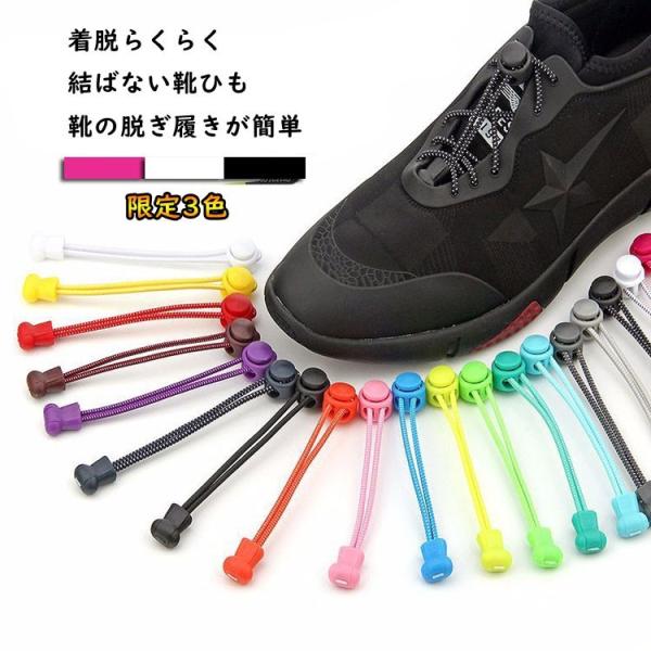 この出品物は靴ひも1足分（カラー選択可）となります靴紐を結ぶ必要がなく、ほどける心配もなく、靴を履く、脱ぐを簡単にできる人気アイテム靴紐と部品をセットすることで、ロックストッパーを押すことで、靴ひもを緩めたり、締めたりできるので、靴ひもが結...