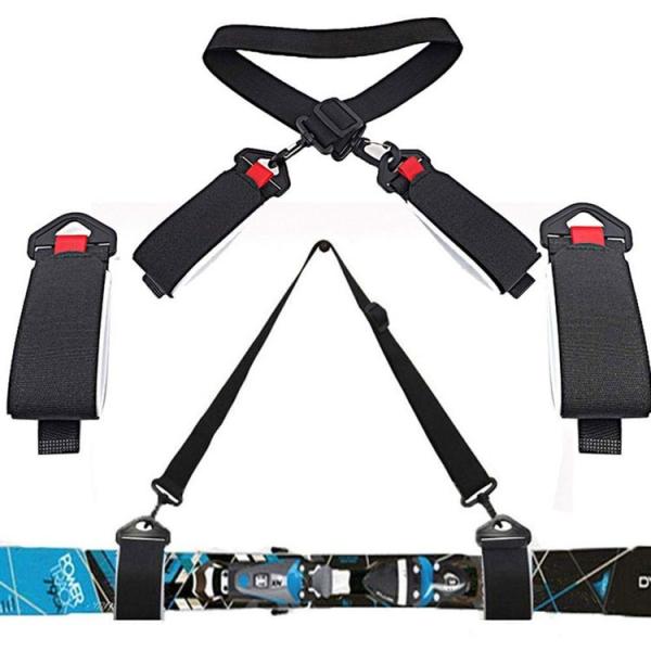 最新の分離式キャリアストラップベルト部分を展開してポールの固定も可能ショルダーにフック付き、着脱がとても簡単、便利重たくてかさばるスキー板も、これがあれば持ち運び楽々ストラップの長さも調整可能な、スキー板専用ショルダーキャリアストラップです...