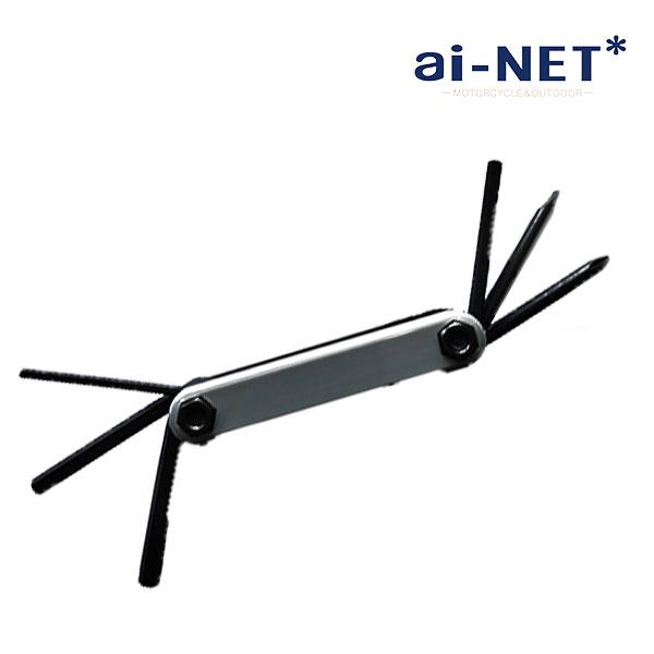 | 商品詳細商品名：六角レンチセット（折りたたみ式）メーカー名：ai-NET/アイネット品番：36967JAN：4571460858839価格：￥2,380（税込）｜おすすめポイント・折りたたみ式で持ち運びや収納に便利。・バイク整備やアウト...