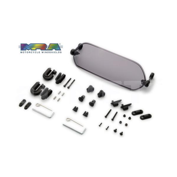 | 対応車種汎用品取り付け対象のスクリーンの形状(湾曲具合)や周辺パーツとの位置関係によっては、取付けができない場合があります。| 商品詳細メーカー:MRA 商品名:エクスクリーン スポーツ ユニバーサル　XCAS-Sカラー:スモーク素材:...