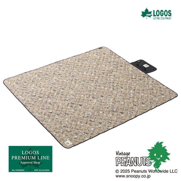 | 商品詳細商品名：SNOOPY（PEANUTS 75years）キルティングシートメーカー：LOGOS/ロゴス品番：86001140総重量：（約）550gサイズ：（約）縦140×横150cm収納サイズ：（約）縦20×横34×高さ10cm主...