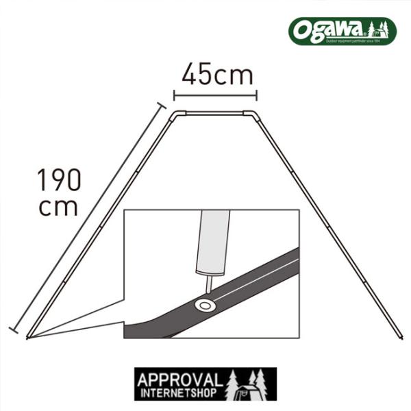 | 商品詳細商品名：ツインクレスタS用二又フレームメーカー：小川テント(キャンパルジャパン)品番：304400JAN：4909232304404重量：1.3kg折り畳みサイズ：61cm素材：6061アルミ合金価格：￥12,100（税込）｜お...