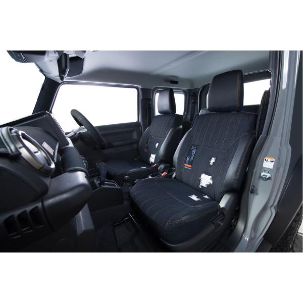 車種：ジムニーノマド型式：5door年式：2025.04〜グレード：/4人乗りセット内容：1列分のみカラー：生地:インディゴブルー/アクセントPVC:ブラック/ステッチ:キャメル/トリム:ブラック特記事項：受注生産の為、注文後のキャンセルは...