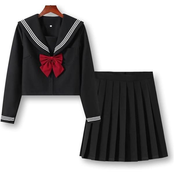 バリエーションコード : 2B244GJVD2・ハロウィンやコスプレで定番なセーラー服です。スッキリとまとまった清楚でキュートな女子高生に変身＊・定番セーラー服に3本のホワイトラインで清楚感アップ。トップスはファスナー仕様で着脱しやすいです...