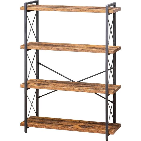 バリエーションコード : 2B24XLRRG0「商品サイズ」幅90x奥行30x高さ131cm。棚板間の高さ：36cm。棚板の厚さ:3cm。耐荷重(約)：棚板各45kg。材質：MDF・スチール。色：古木色「選ばれるサイズ 9種」ちょっとした収...