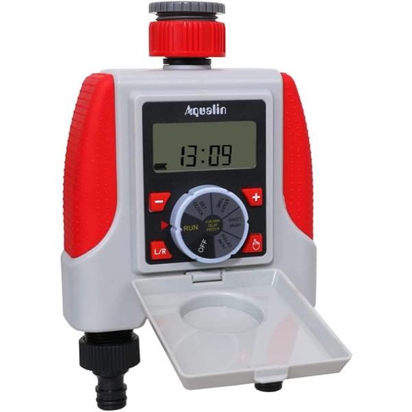 2つの独立してプログラム可能なバルブを備えたウォータータイマーは、柔軟性を提供します。ソレノイドバルブを備えたこのデジタルプログラム可能な蛇口ウォータータイマーは、標準の3/4''（19mm）または1''（25mm）のガーデンホース蛇口に取...