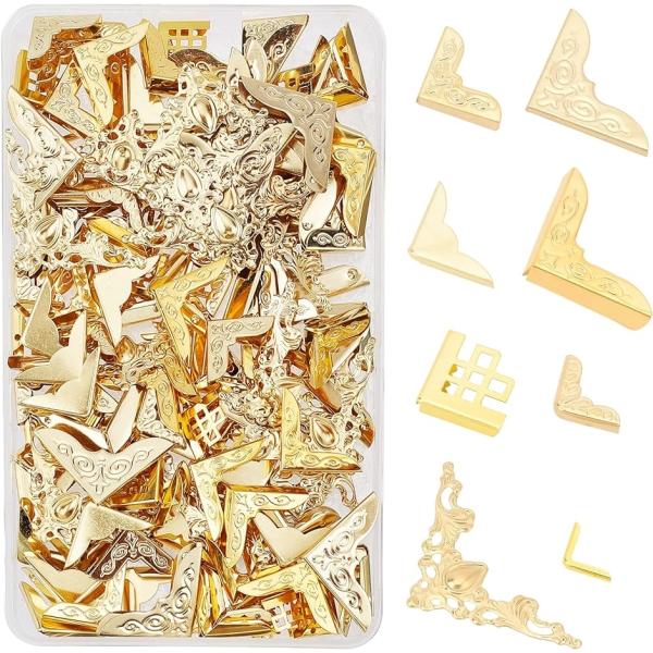 ・8つのスタイルから選択：パッケージには、8つのスタイル、各20の160ゴールドメタルブックコーナー金具が含まれています;たくさんのそれらとあなたのDIYプロジェクトであなたのさまざまなニーズを満たすために様々なスタイルがあります。・ビンテ...