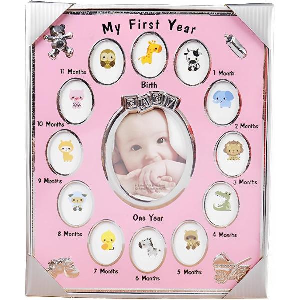 バリエーションコード : 2B2G8ULVYOベビーフォトフレーム（卓上・壁掛けどちらもOK） 生後12カ月の赤ちゃんの成長記録を一つのフォトフレームで飾れ事ができる写真立てです＊生まれてから1歳になるまで、赤ちゃんの成長が一度に見られるの...