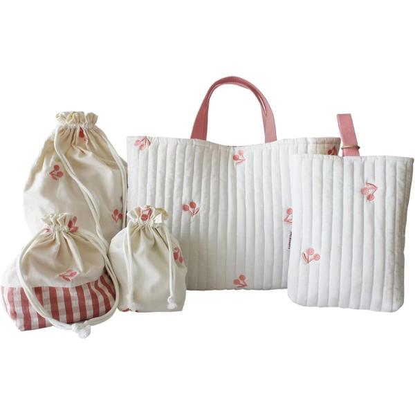 バリエーションコード : 2B21VORN2V・商品名:入園準備セット、入学準備セット・内容:レッスンバッグ、シューズケース、巾着袋(大中小)の5点セット・仕様:キルティング生地・リバーシブル(レッスンバッグとシューズケースの2点)、5点全...