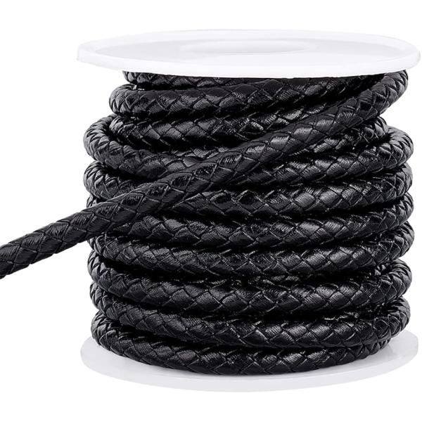 サイズ詳細：直径約5mm、スプール:64x58mm、5m/ロール、さまざまなニーズを満足できます。高品質：高品質なレザーで作っており、真ん中が詰まって、表面が滑らかな耐久性があり、高い靭性の特徴を持ってます。パッケージいい：丸い革の編みひも...