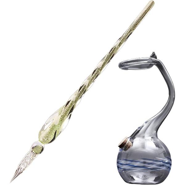 バリエーションコード : 2B2GU8Q9S8ガラス瓶とガラスペンの２点セットガラスペンとペン立てにもなるガラス瓶（ペンホルダー）のセットで、インテリアとしてもお洒落です。机上に置き眺めているだけでも美しい商品です。ガラス瓶の下部にはインク...