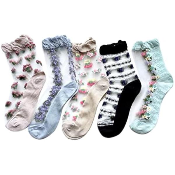 バリエーションコード : 2B2IJOY2F5「サイズ」23-25cm、シースルーソックス5足セット「素材」ポリエステル・綿・ポリウレタン薄手で足に優しくフィットして快適な履き心地です。綿混素材で涼しく快適。暑い季節に手放せなくなる靴下です...