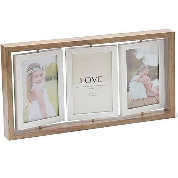 「商品」ナチュラルな木目の色合いの裏表の両面が使える写真立て、フォトフレームです。「機能」フレームが回転して裏表の両面が有効に使えるので、場面により写真や雰囲気を変えることができます。「仕様」サイズ：約40cm x 約21cm、 重さ：約8...