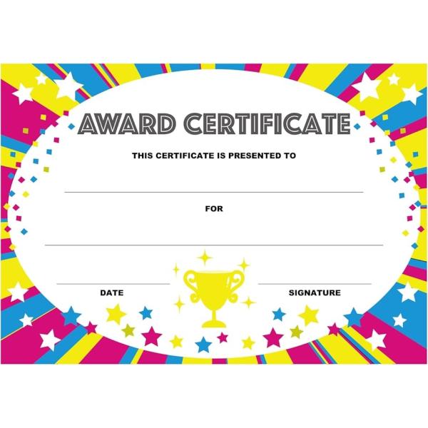 バリエーションコード : 2BJNOSIN6P男の子にも女の子にも。おしゃれな表彰状。AWARD CERTIFICATE。子供だけでなく、大人だってもらったら嬉しい。かっこいいデザイン。210mmx148mmのA5サイズ。日本の紙の規格だか...