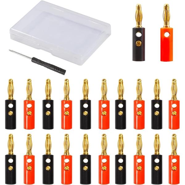 パッケージの輪郭:1つのパッケージ(10 x赤と10 x黒)、1 x黒ハンドルドライバー、1 x透明四角い箱に20個のバナナプラグ設計:バナナプラグは、直径4mmのスピーカーワイヤを接続し、コネクタのフィッティングをネジで締め、はんだ付けを...