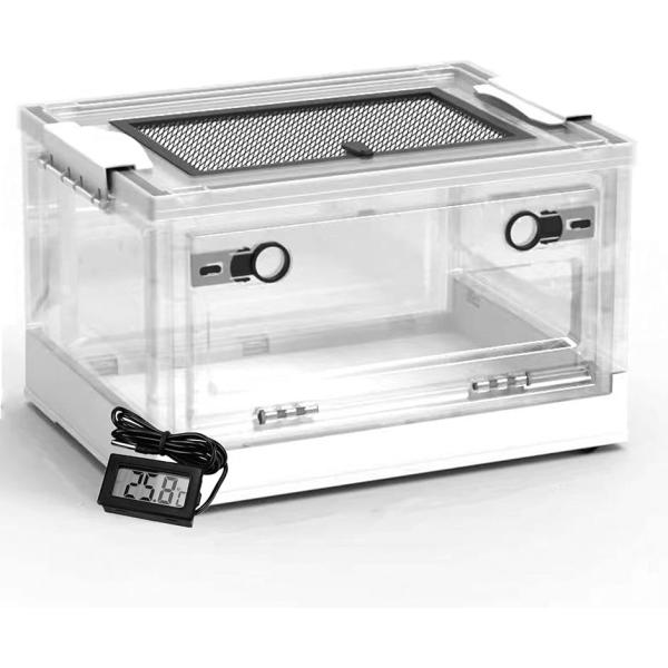 「使いやすい飼育ケージ」折り畳み式なのでほかの飼育ケースより使いやすいし収納ももっと便利です。折りたたみ状態の高さはわずか7.5cmため携帯や持ち運びに超便利。スタイリッシュで個性的なデザインでおしゃれさをアピールできます。「通気性満点」側...