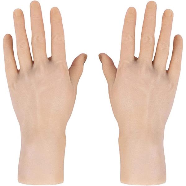 バリエーションコード : 2B2SFHJ3J5・マネキンは、シリコン製で成人男性の左手・右手ほぼ実物大です。手のひら、甲のシワや凹凸、指紋、手相の精巧な作りが特徴。デッサン、タトゥー練習、サロンなどの専門家や学生用教材、初心者まで幅広くお使...