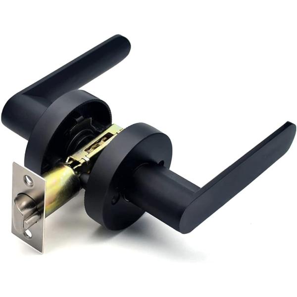 バリエーションコード : 2BJY6IFJ8U［空錠］ 鍵なし 45°ドアを開けレバーハンドル錠 アルミニウム合金の主体 適用扉厚:30-50mm ラッチは60mmあるいは70mmに調整可能「サイズ」フェイスプレート直径：65mm; ハンド...