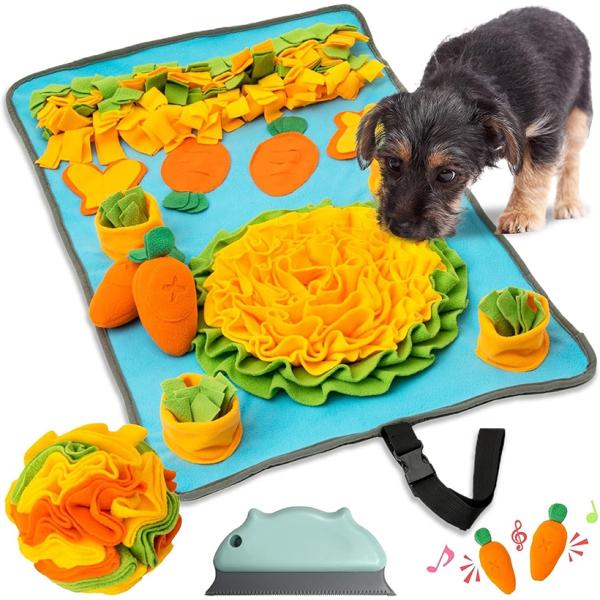 バリエーションコード : 2B2VT4YO9X「主なセット内容／商品特徴」毛とりブラシ(緑色)付き。にんじん畑(にんじん2本) ＋ 複数エリアのカラフルノーズワークマット ＋「α」 ノーズワークボールマット自体の難易度は「A」よりやや低めの...