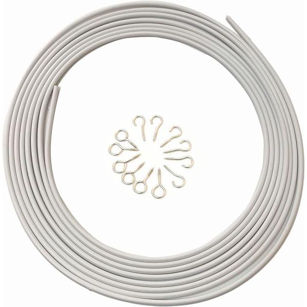 バリエーションコード : 2B2WR6X29F・間仕切り、バスルーム、カーテンレールなど沢山の場所をレールをDIYしたいときなどにも 使いやすい白ホワイトのコーディングされているカーテンワイヤー、PVCタイプのネジセットワイヤーセット・自分...