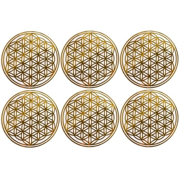 バリエーションコード : 2B429S9TTL・スピリチュアルの世界で有名な生命の木を象徴する神聖幾何学模様のフラワーオブライフをかたどった金属ステッカー6枚セットです。・フラワーオブライフは7つ以上の円を等間隔で描いた時に生まれる花柄で、...