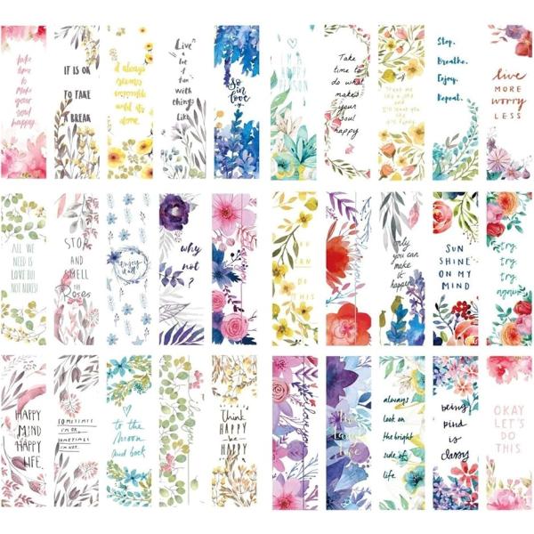 バリエーションコード : 2B45U19IT6・カラフルなかわいい雰囲気に包まれた、美しいデザインのブックマーク ３０枚セット。ブックマーク：15cmx4cm　収納ケース：15.5cmx4.5cm　本に挟むのに「ちょうどいいサイズ」「本の中...